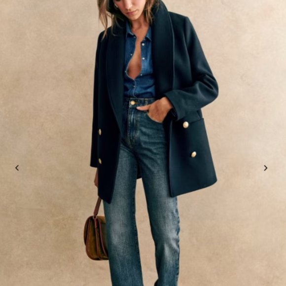 Sezane | Jackets & Coats | Sezane James Coat In Navy | Poshmark